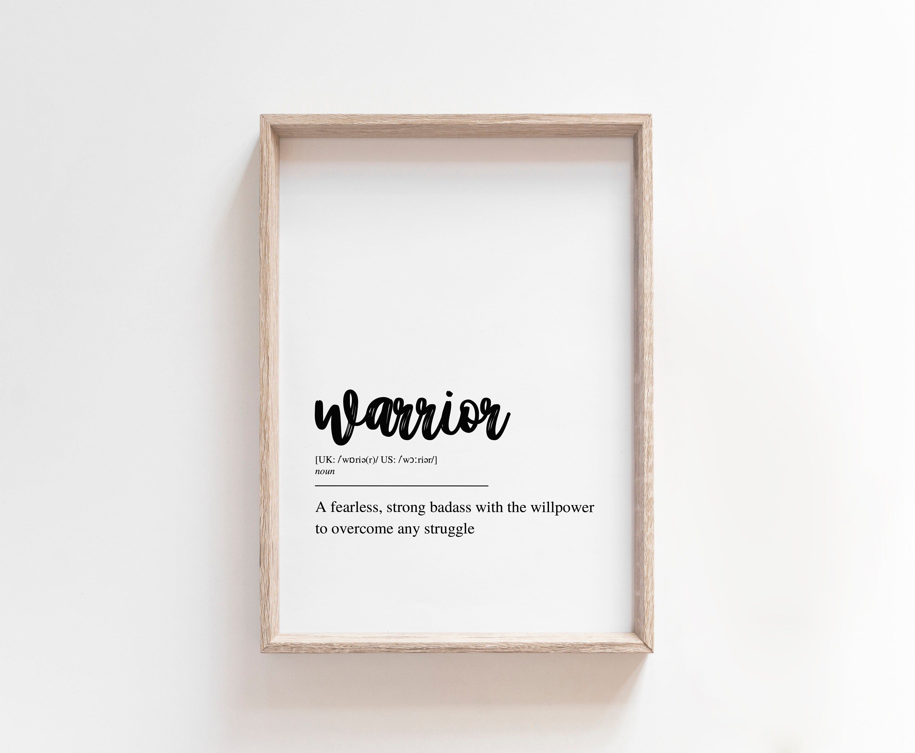 Warrior Definition Print, Healthcare Gift Print, Student Gift ...