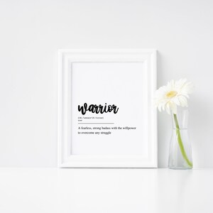 Warrior Definition Print, Healthcare Gift Print, Student Gift ...