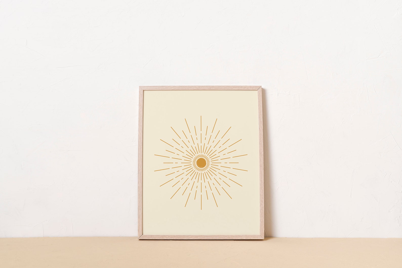 Yellow Summer Sunburst Art Print, Abstract Terra Sunburst Wall Art ...