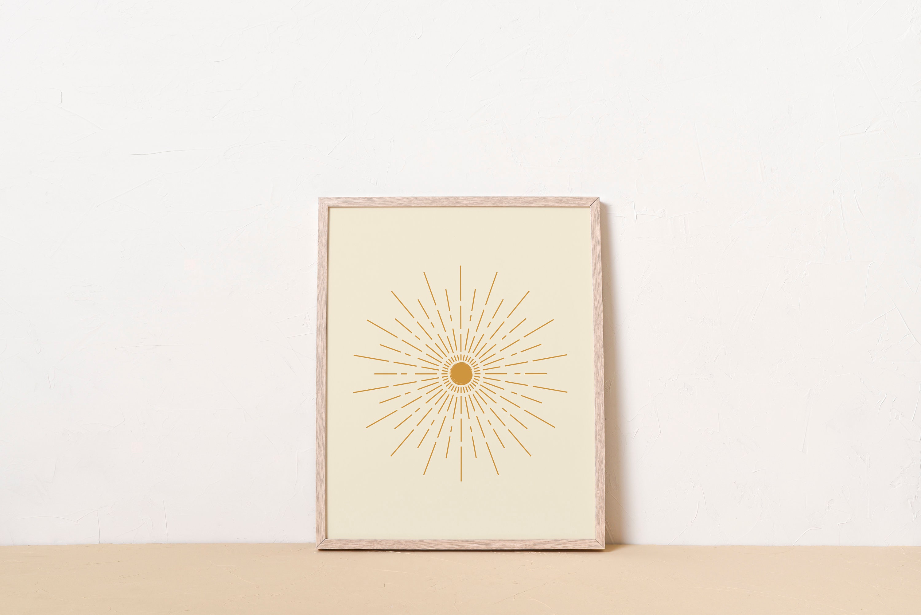Yellow Summer Sunburst Art Print, Abstract Terra Sunburst Wall Art ...