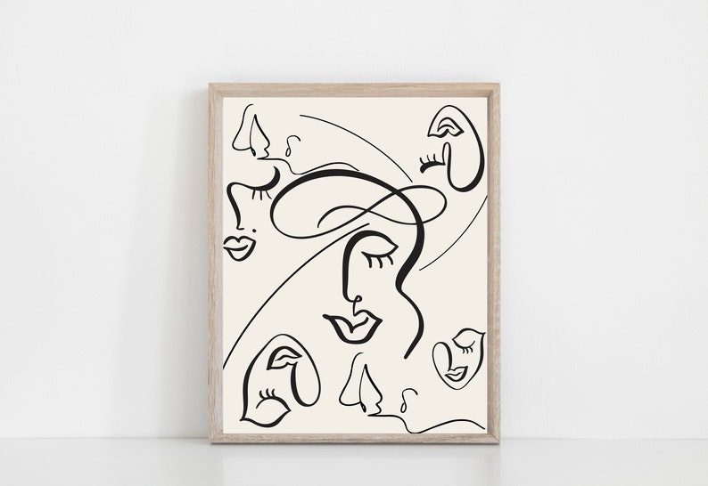 Abstract Minimal Face Line Art Printable, Minimalist Line Poster ...
