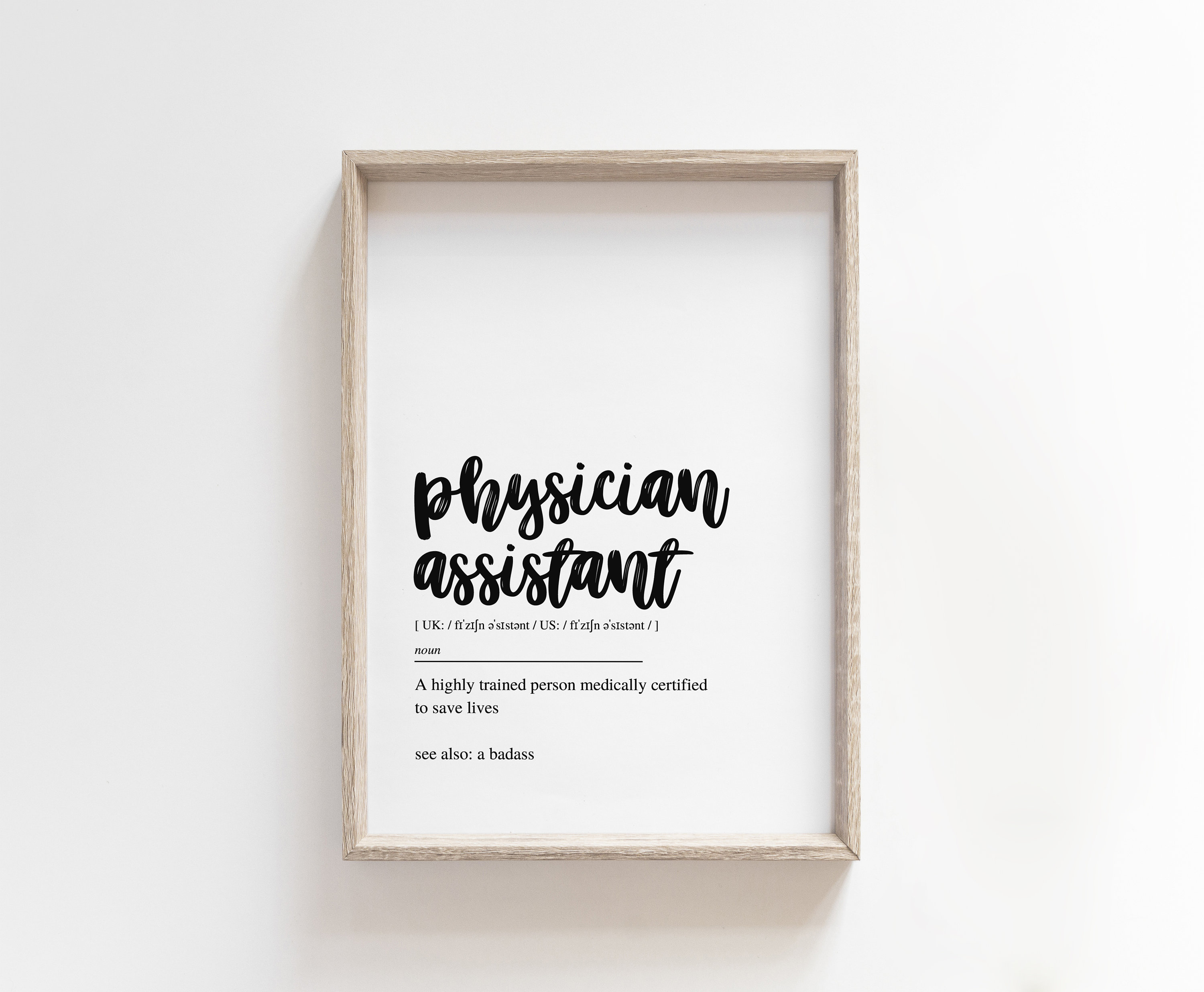 Physician Assistant Definition Print, Healthcare Gift Print, PA Student ...