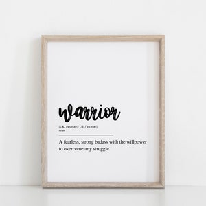 Warrior Definition Print, Healthcare Gift Print, Student Gift ...
