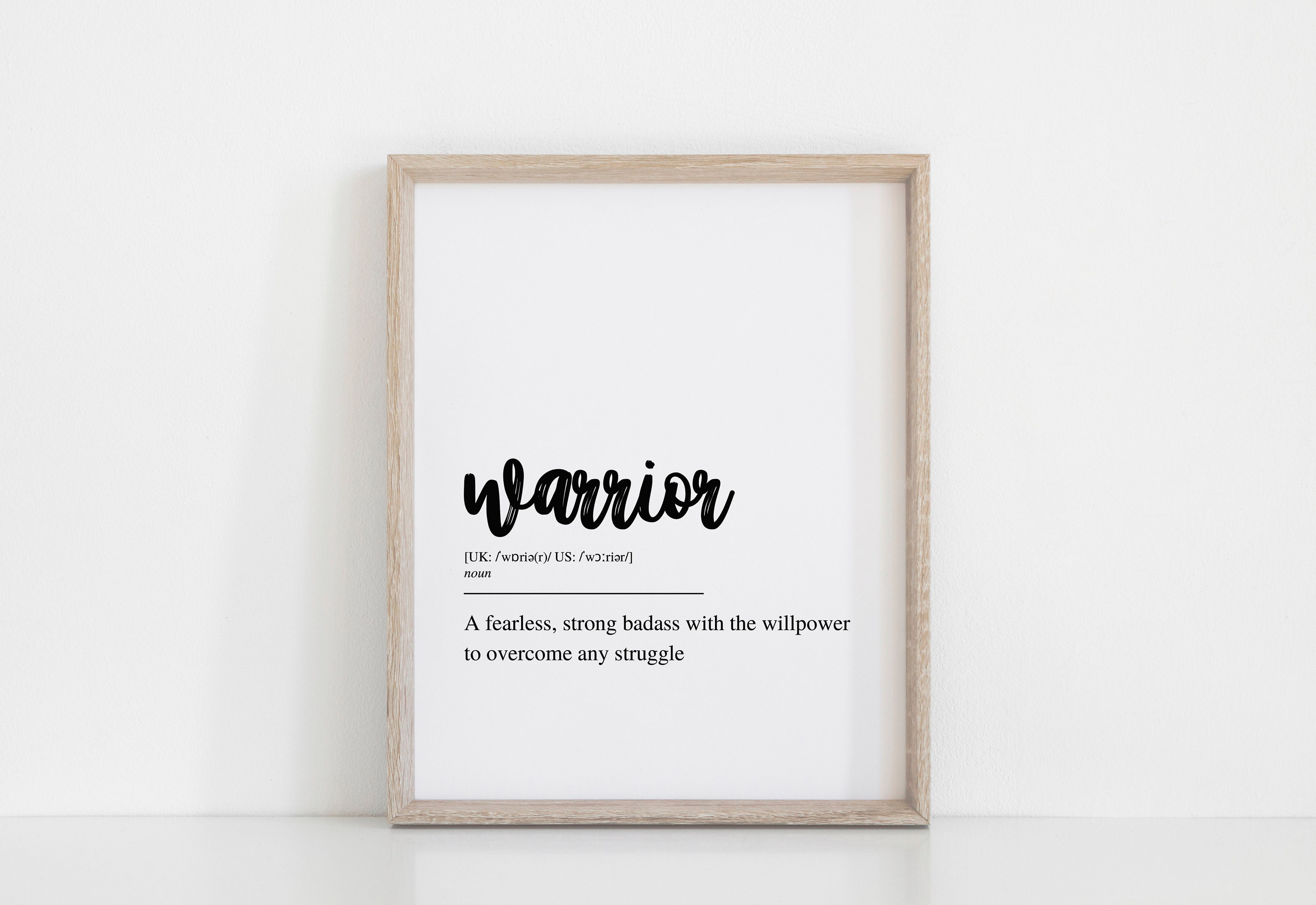 Warrior Definition Print, Healthcare Gift Print, Student Gift ...