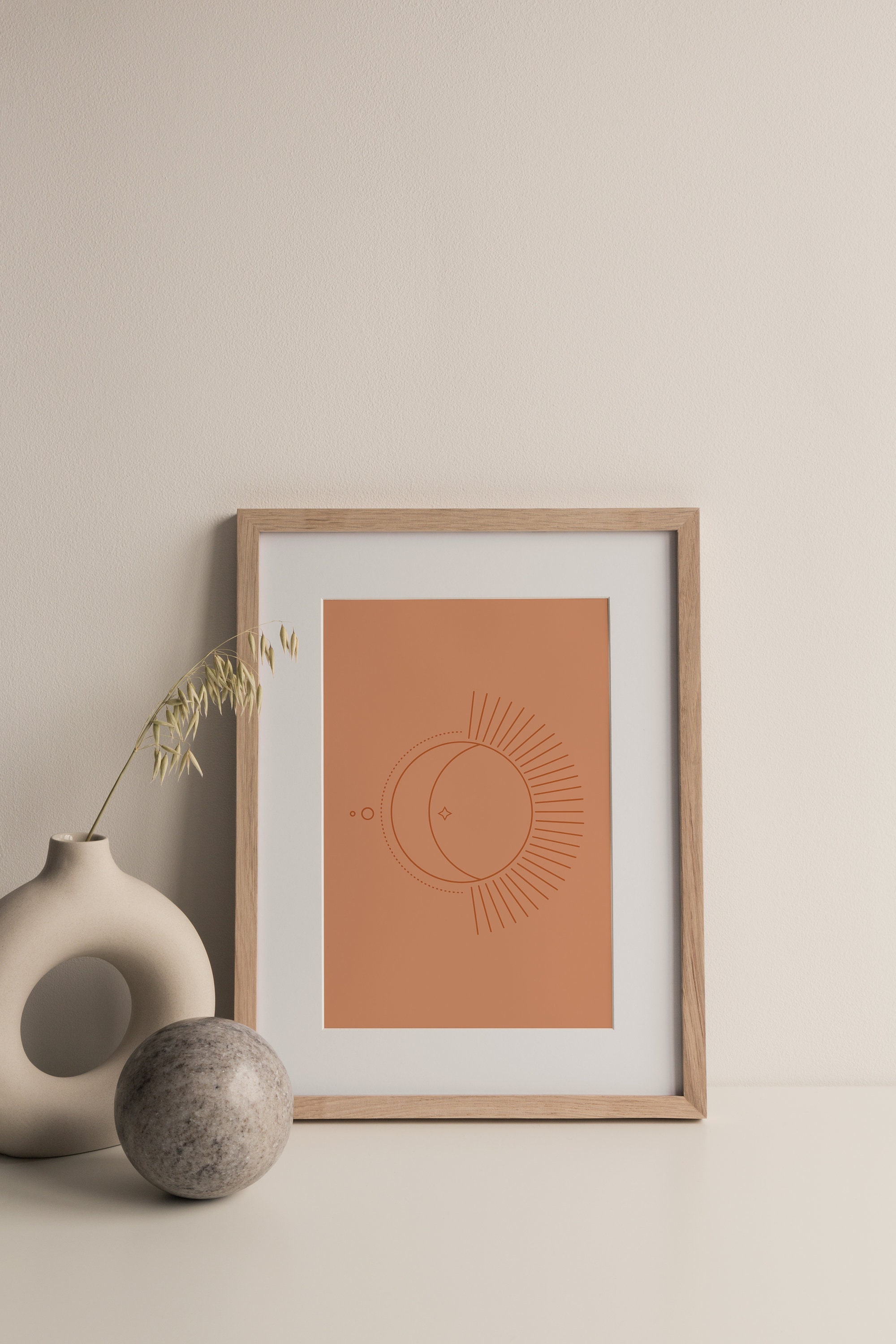 Crescent Moon Art Print, Abstract Moon Wall Art, Minimal Modern ...