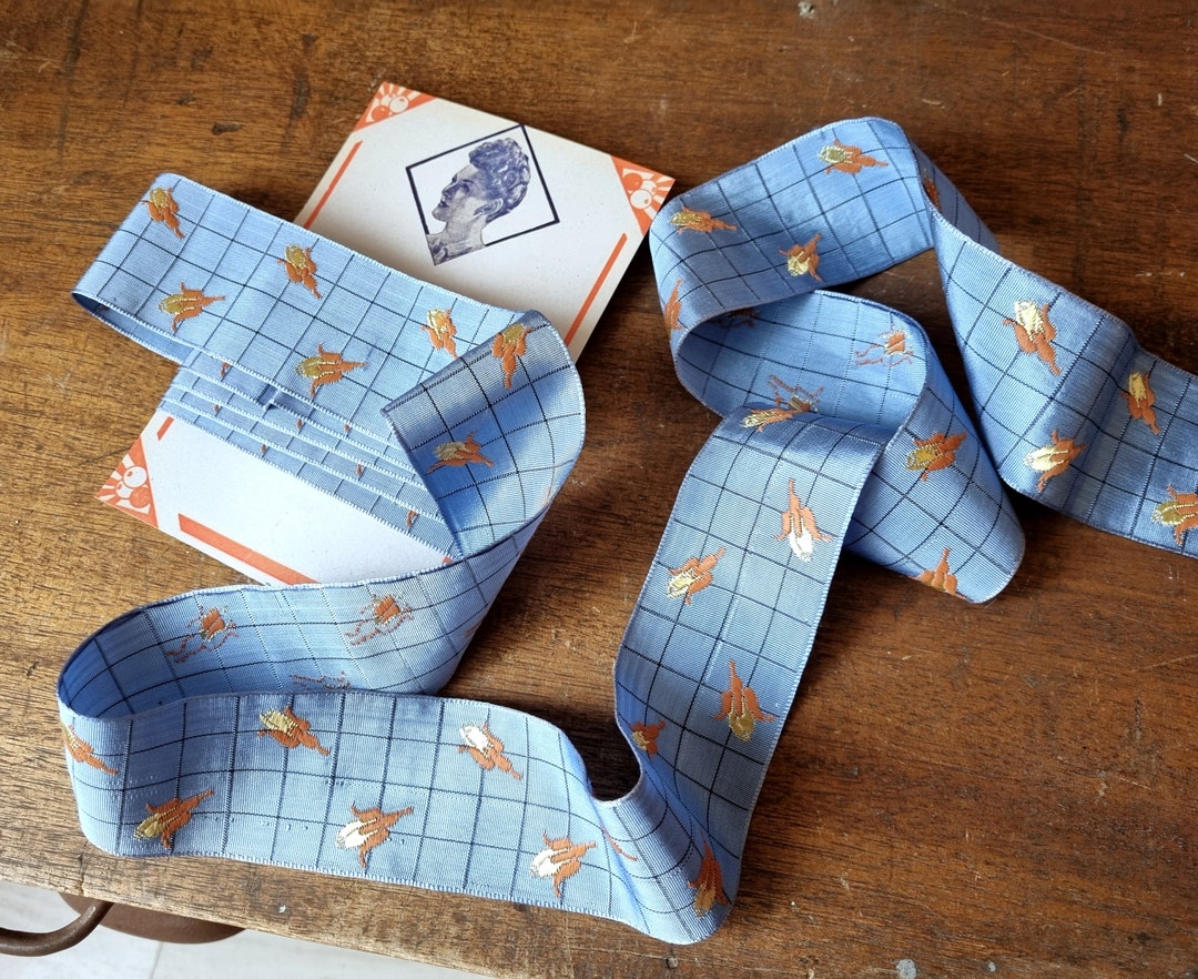 Old Haberdashery Lovely Old Ribbon Circa 1940s, Light Blue, Yellow ...