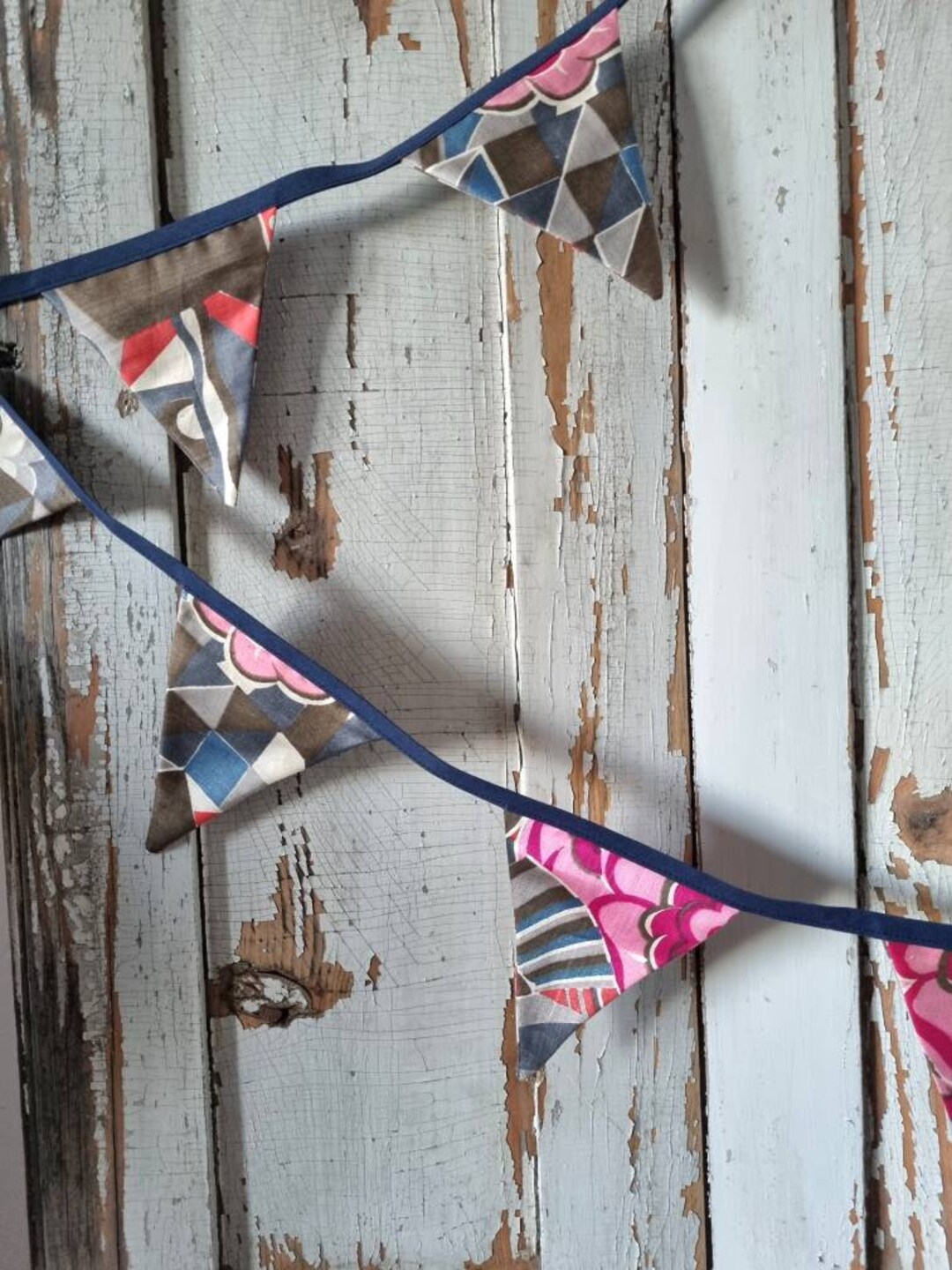 Antique Fabric Pennant Garland, Made in France - Colorful Art Deco ...