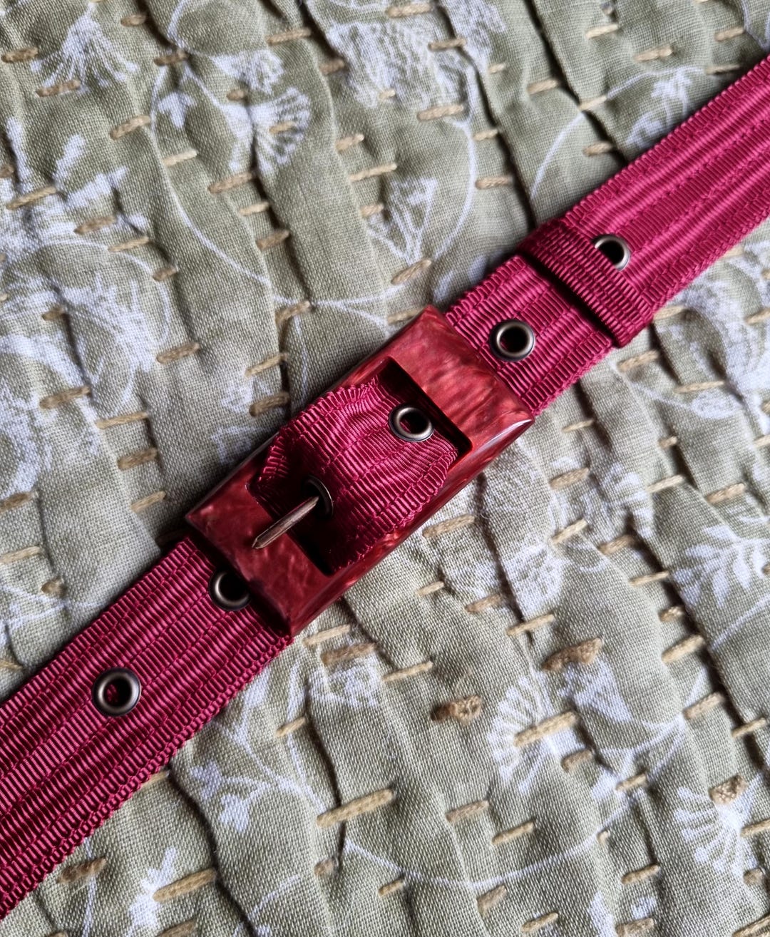 Unique Model - 1930s 1940s Style Belt, Made in France - Bordeaux Garnet ...