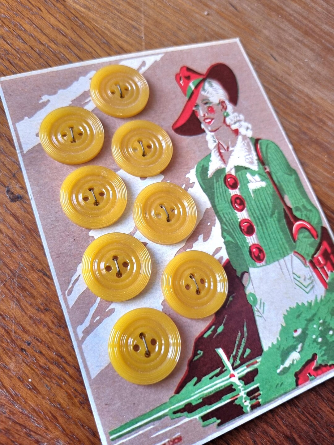 Antique Haberdashery - Pretty Buttons Circa 1940s, Translucent Saffron ...