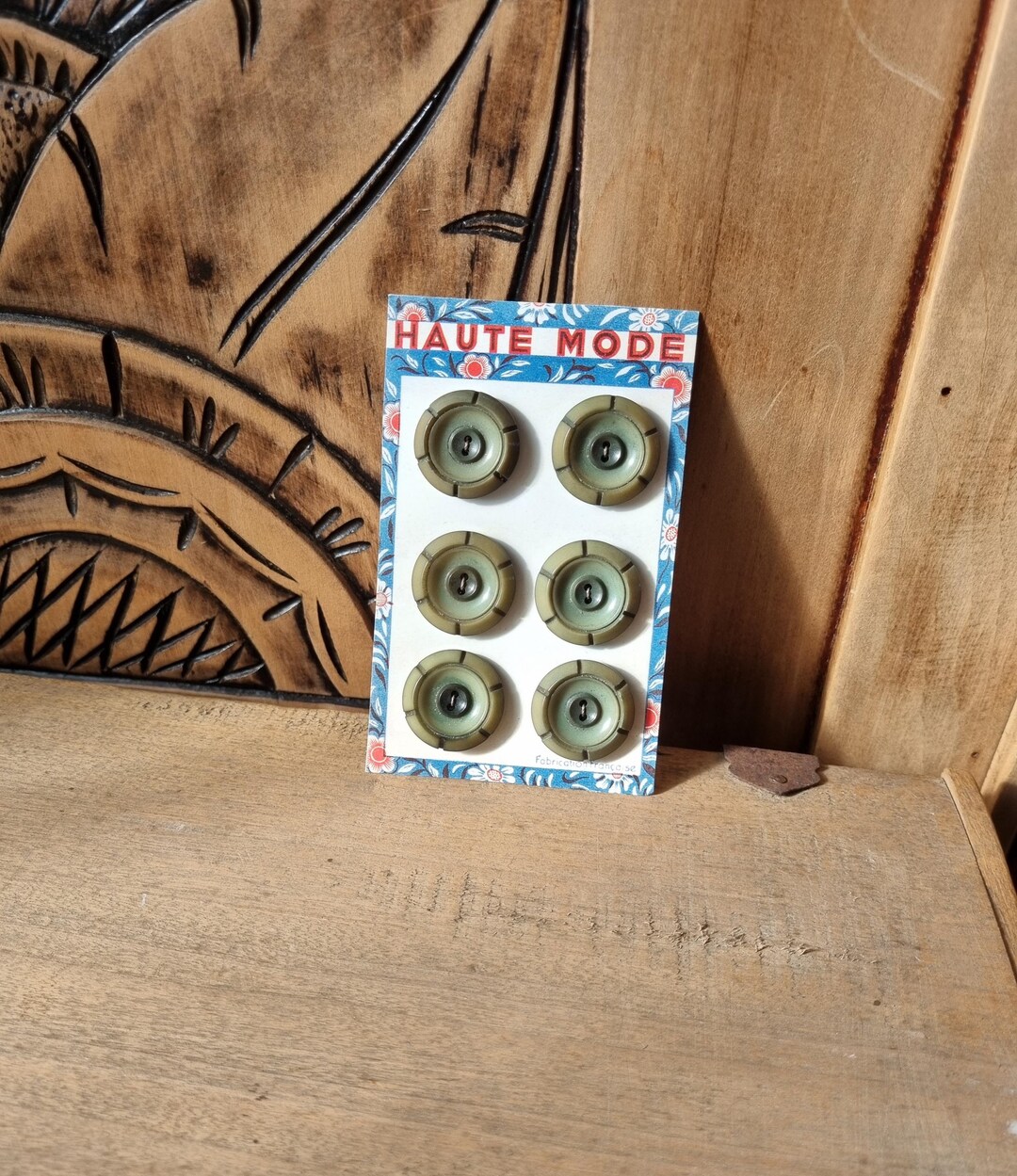 Old Haberdashery - Pretty 1960s Buttons in Khaki Polymer, French Stock ...