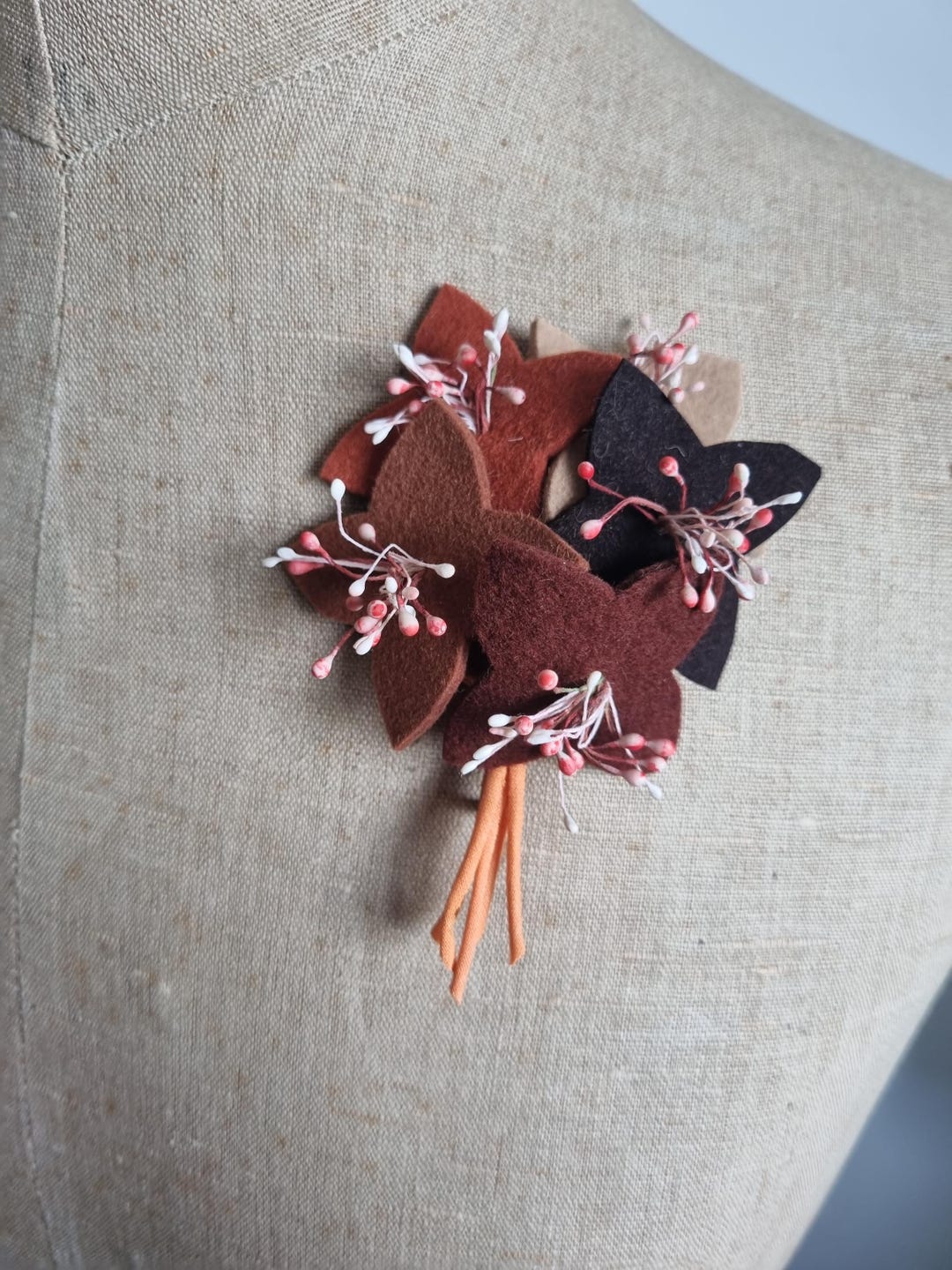LOUISE - 1940s Style Brooch Textile Restriction Period, Made in France ...
