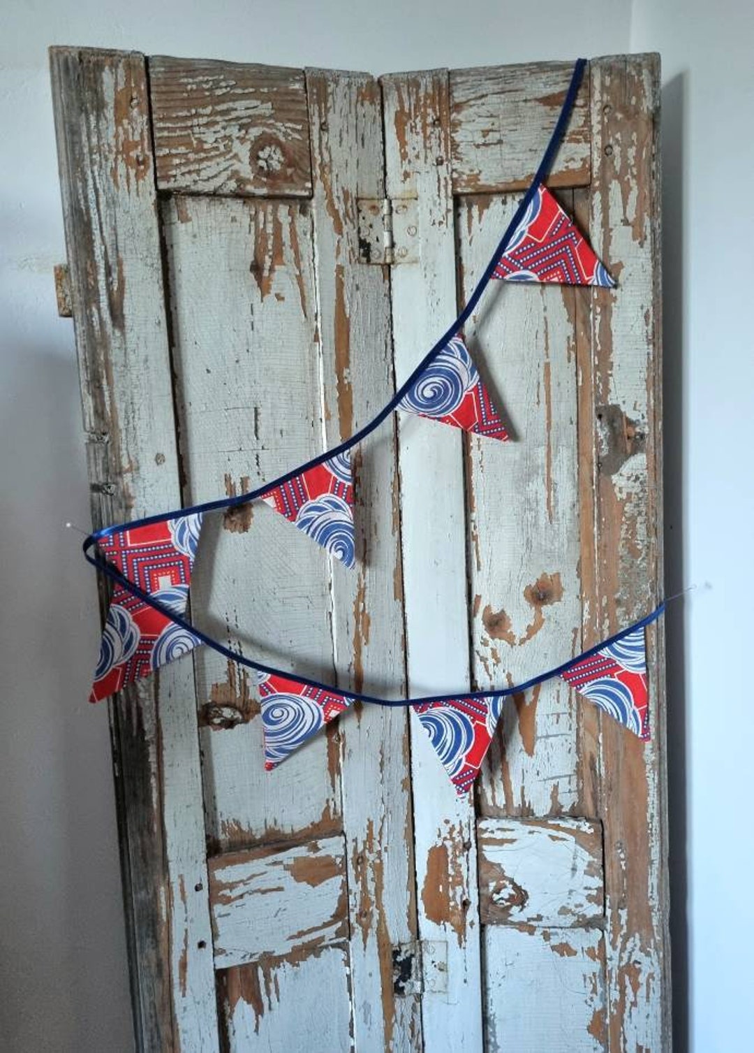 Pennant Garland in Antique Fabrics, Made in France - Cotton Art Deco ...