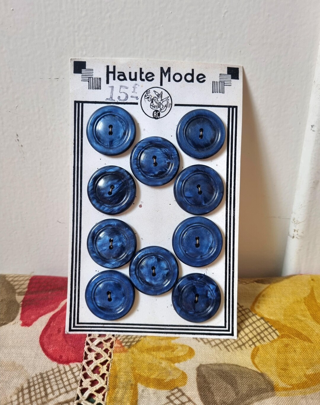 Old Haberdashery - Pretty Buttons Circa 1950s in Blue Marbled Polymer ...