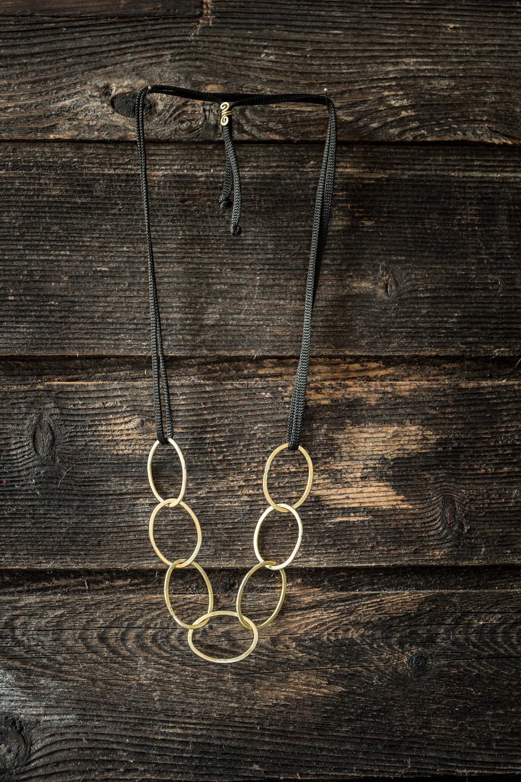 Brass Necklace Crew Neck With Satin bossanova Dea - Etsy UK