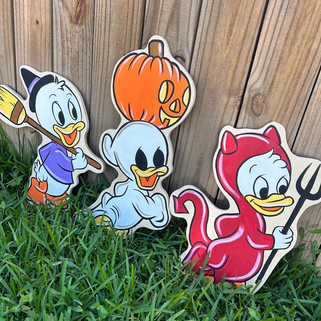 Halloween 3 Piece Hewy, Dewy and Louie Duck Yard Art/halloween Wood ...