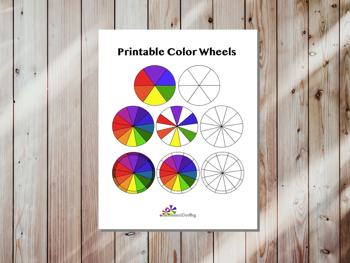 Printable Color Wheel Worksheets, A4 Size Watercolor Practice for Young ...