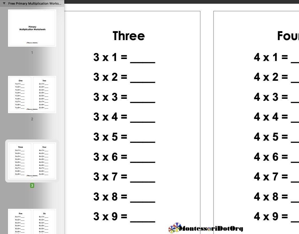 Montessori Math Printables - Multiplication Charts + 5 FREE ...