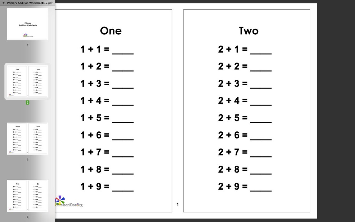 Montessori Math Printables Addition all the Addition Charts - Etsy