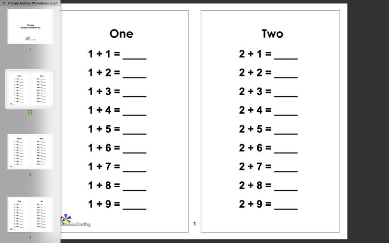 Montessori Math Printables Addition all the Addition Charts for Primary ...