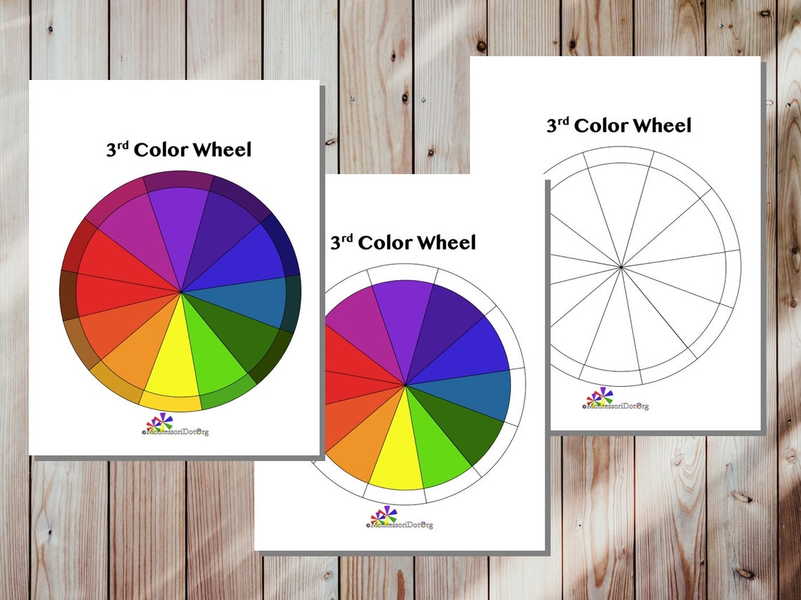 Printable Color Wheel Worksheets, A4 Size Watercolor Practice for Young ...