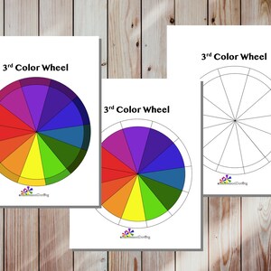 Printable Color Wheel Worksheets, A4 Size Watercolor Practice for Young ...