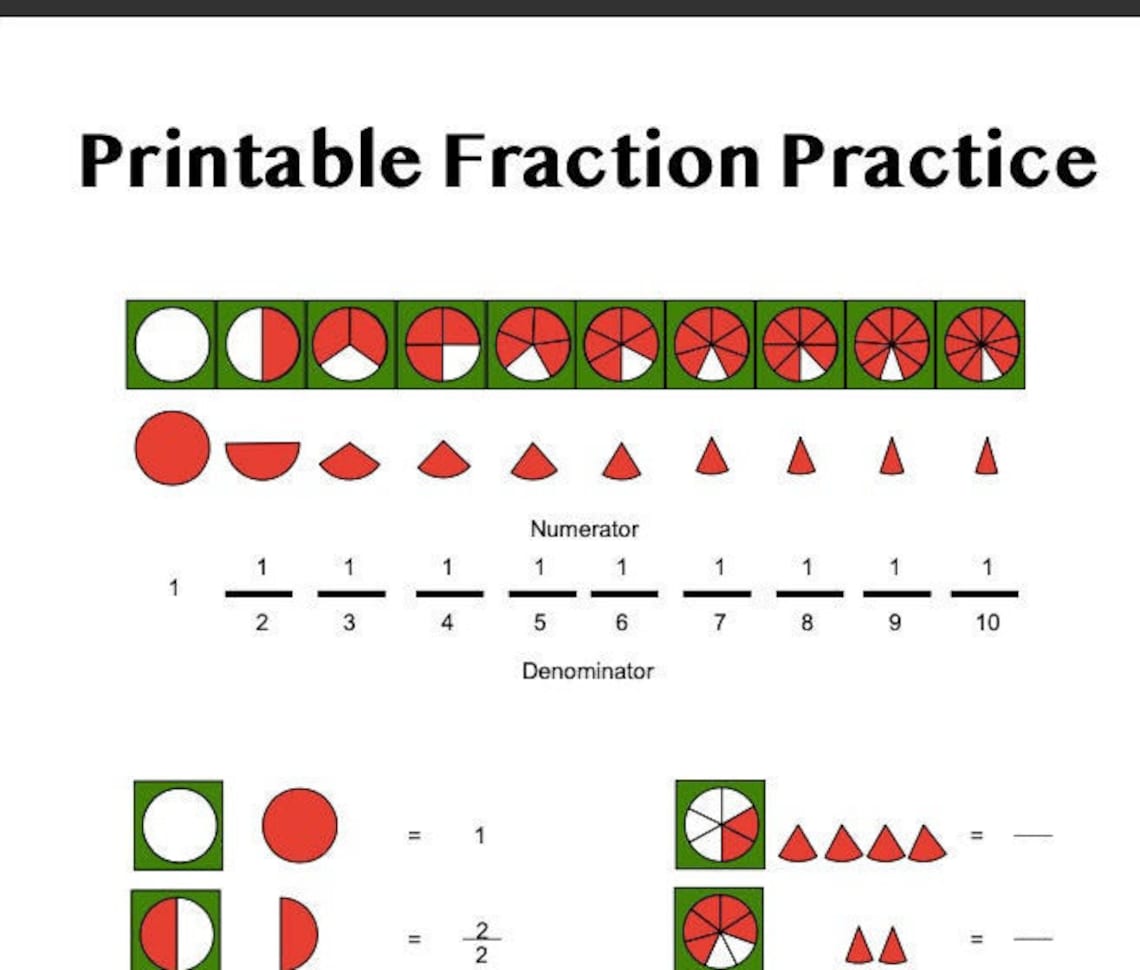 Printable Montessori Elementary Fraction Practice - Etsy