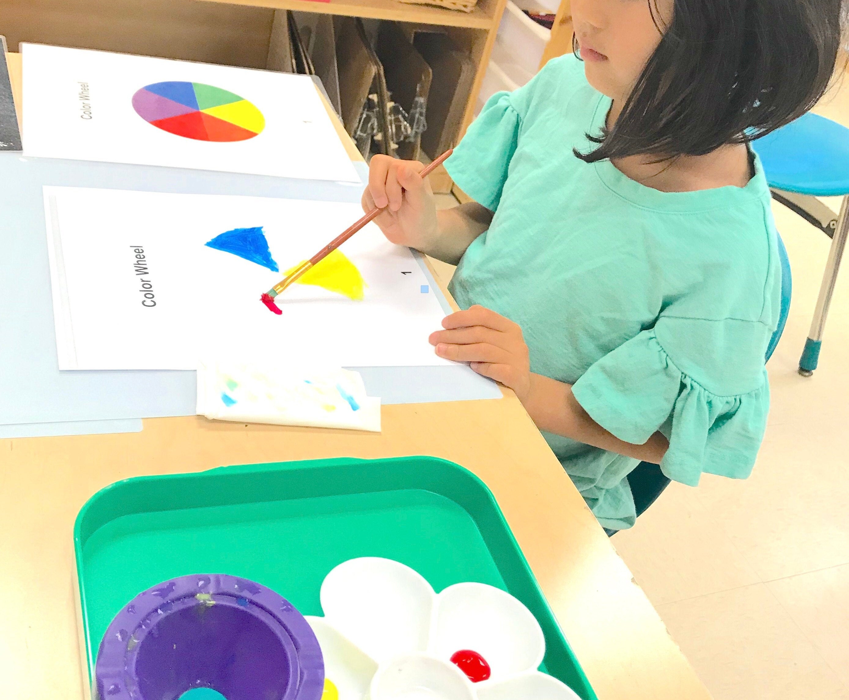 Printable Color Wheel Worksheets, A4 Size Watercolor Practice for Young ...