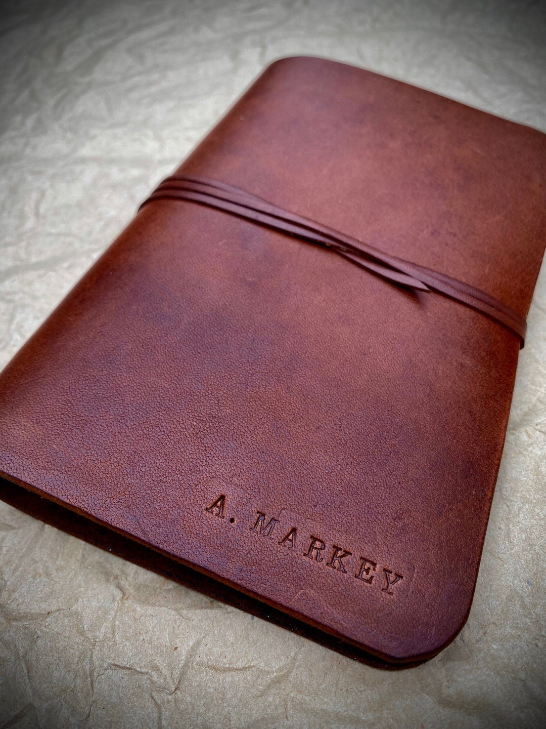 No.4 Personalised Leather Notebook. Handmade Leather Diary, Journal ...