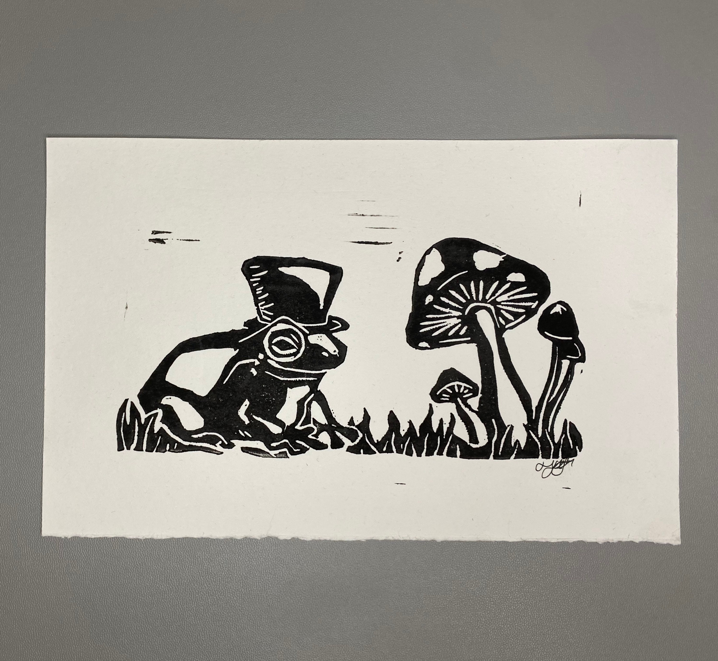 Frog in a Top Hat With Monocle in a Mushroom Field Art Print | Etsy