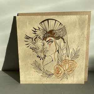Goddess Athena Art Print on Natural Handmade Paper Complete With Gold ...