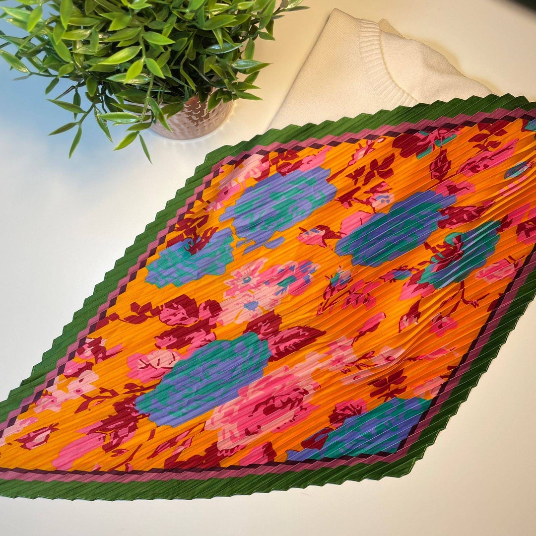 Sunburst Florals Scarf Silk Blend Satin Foulard Scarf - Etsy