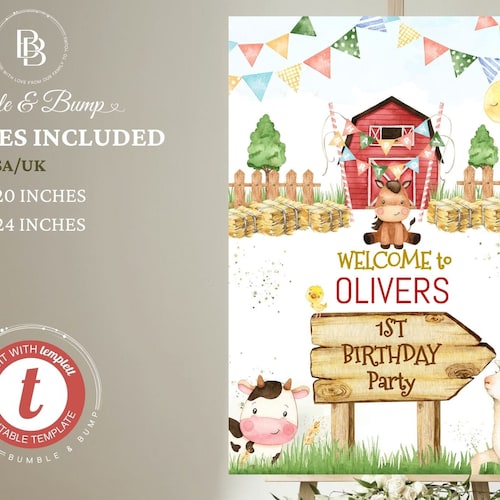 Printable Farm Animals Birthday Sign Instant Download Red - Etsy