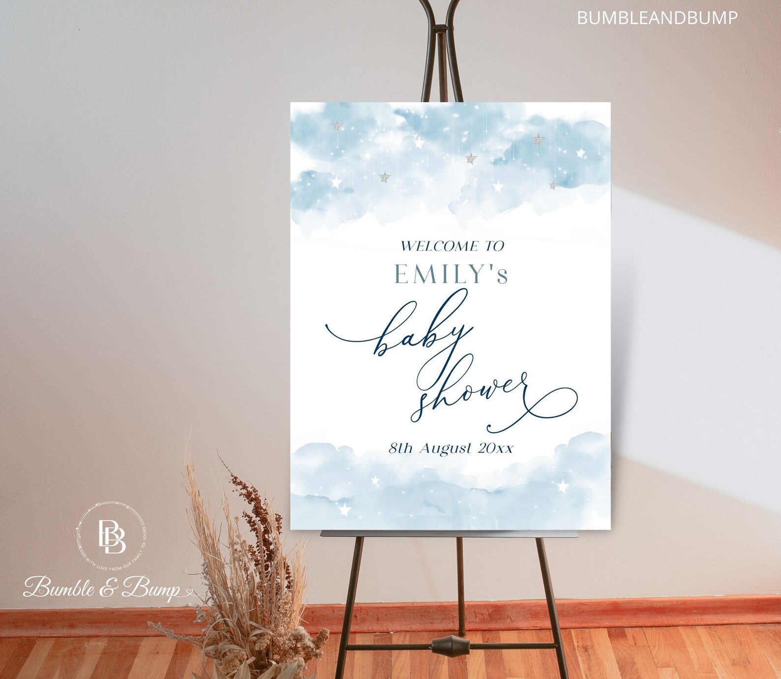 Twinkle Twinkle Little Star Welcome Sign Blue White Editable - Etsy