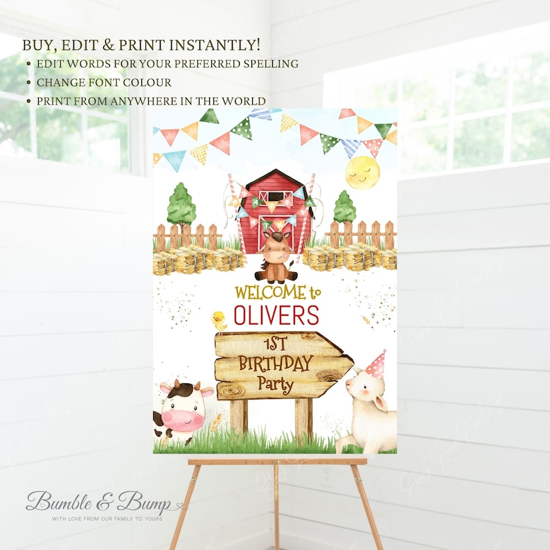 Farm Birthday Welcome Sign Farm Birthday Party Farm | Etsy