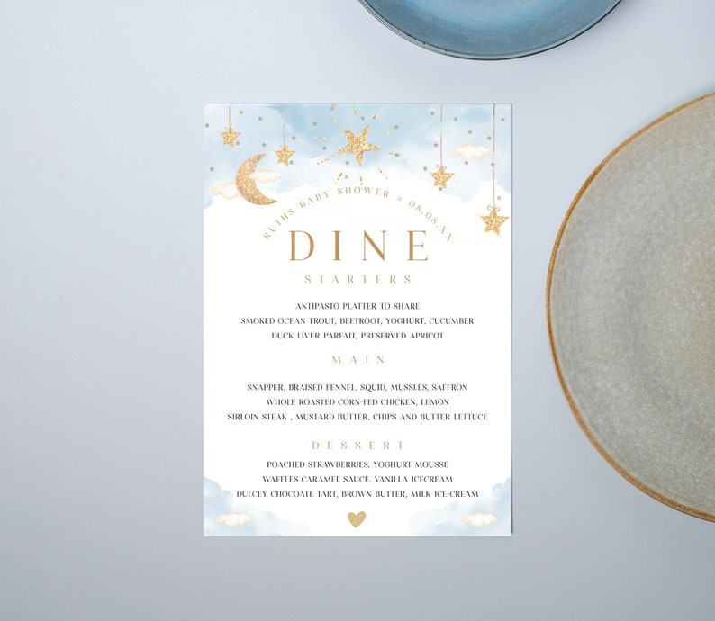 Printable Menu Template EDITABLE Baby Shower 5x7 Menu - Etsy