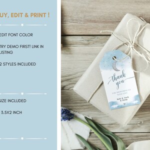 Twinkle Twinkle Little Star Favor Tag, Thank You Tag Baby Shower Moon ...