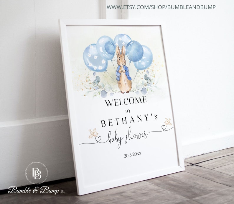 Peter Rabbit Baby Shower Welcome Sign Greenery Welcome - Etsy