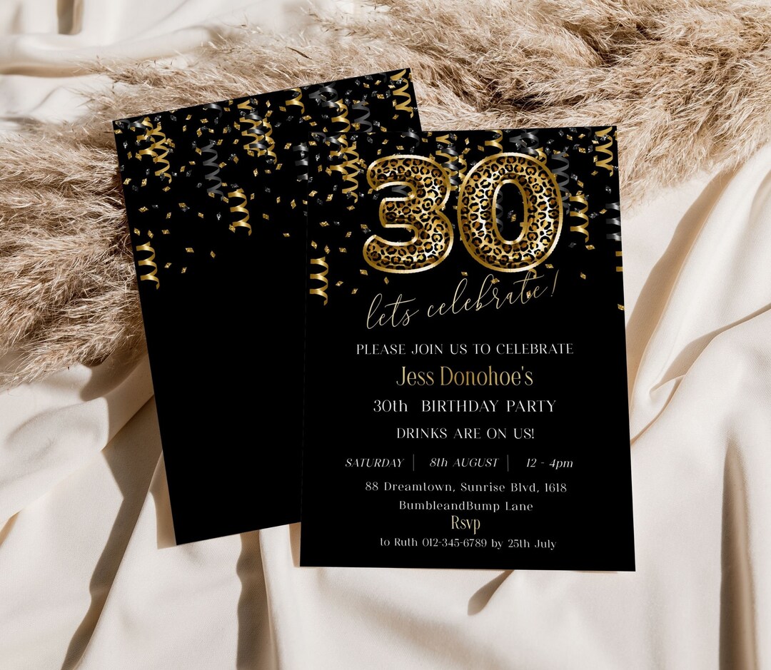 Leopard Print 30th Birthday Invitation Printable Thirtieth Birthday ...
