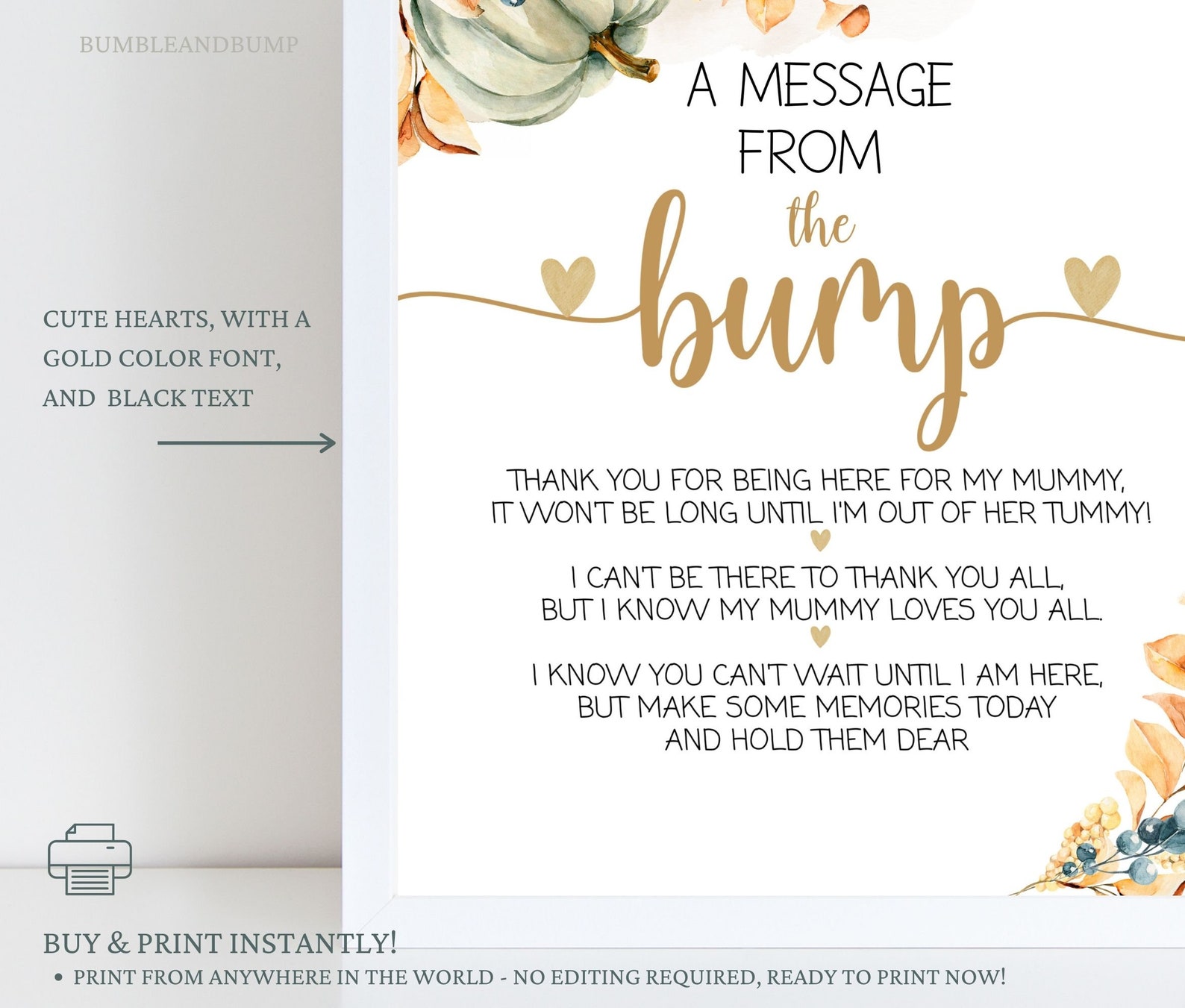 Message From the Bump Fall Baby Shower Sign Sage Green - Etsy