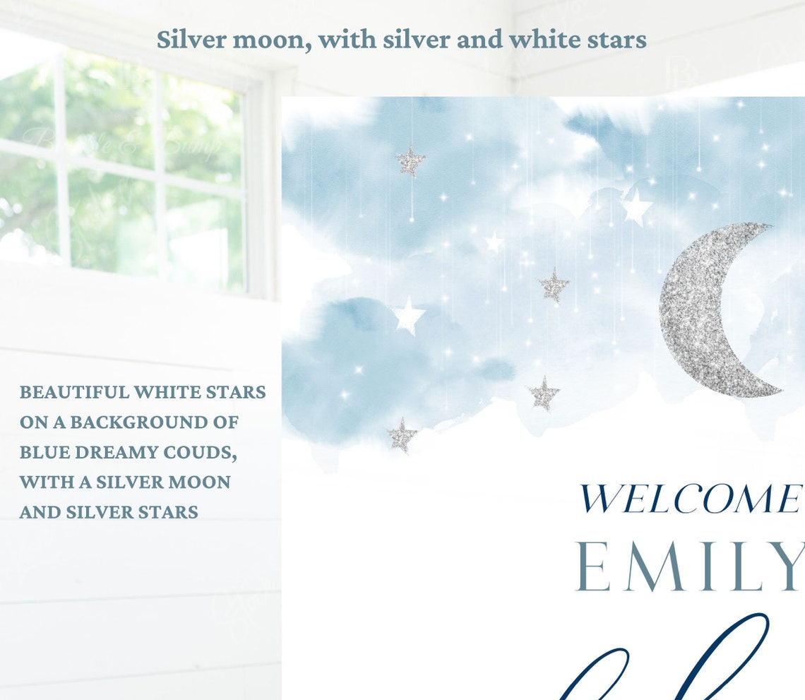 Twinkle Twinkle Little Star Welcome Sign Blue White & Silver - Etsy