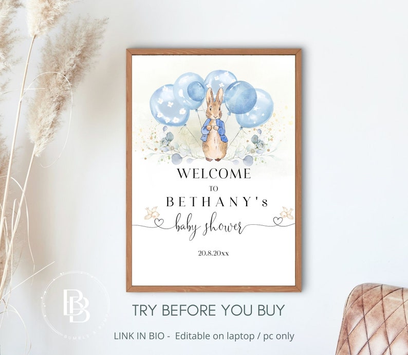 Peter Rabbit Baby Shower Welcome Sign Greenery Welcome - Etsy