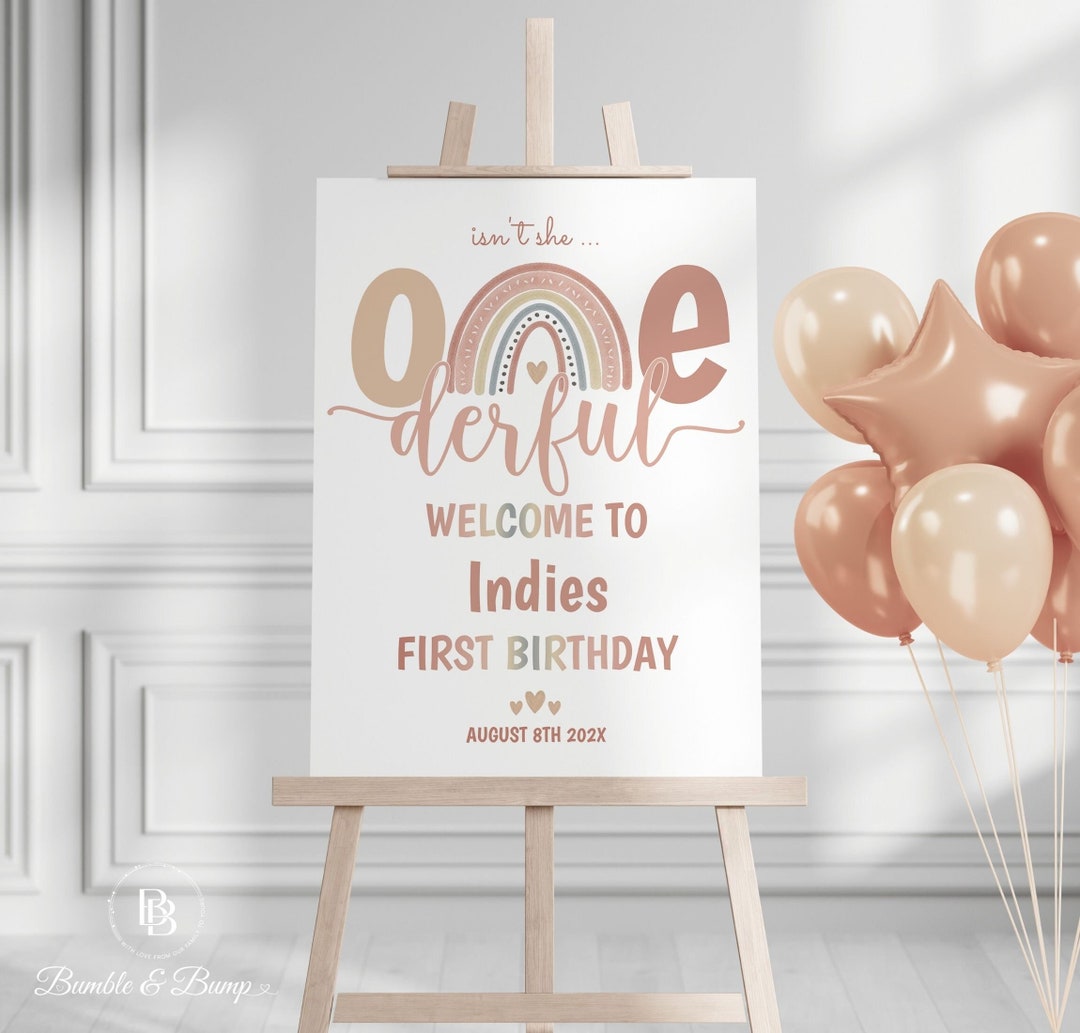 Boho Rainbow 1st Birthday Welcome Sign Isn't She Onederful First ...
