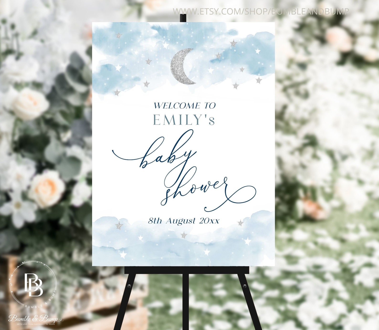 Twinkle Twinkle Little Star Welcome Sign Blue White & Silver - Etsy