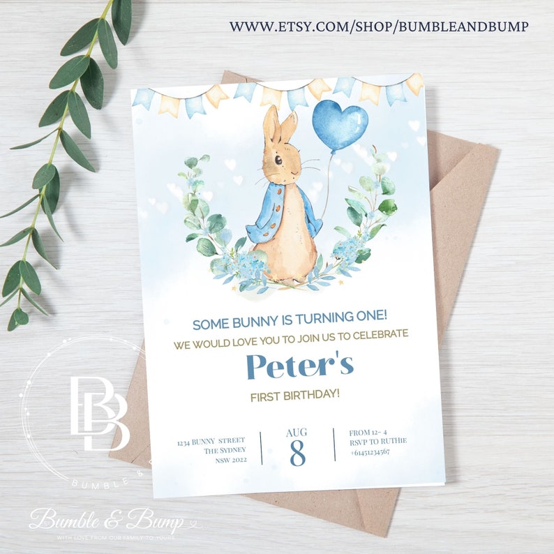 Blue Peter Rabbit Printable Birthday Invitation. Includes a | Etsy