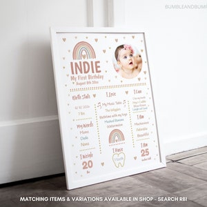 Boho Rainbow 1st Birthday Photo Milestone Sign Isn't She Onederful ...