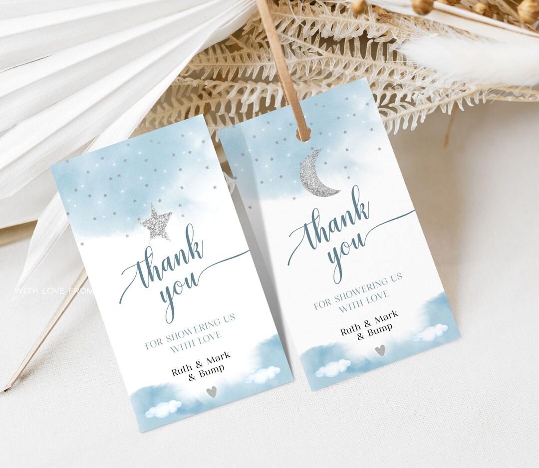 Twinkle Twinkle Little Star Favor Tag, Thank You Tag Baby Shower Moon ...