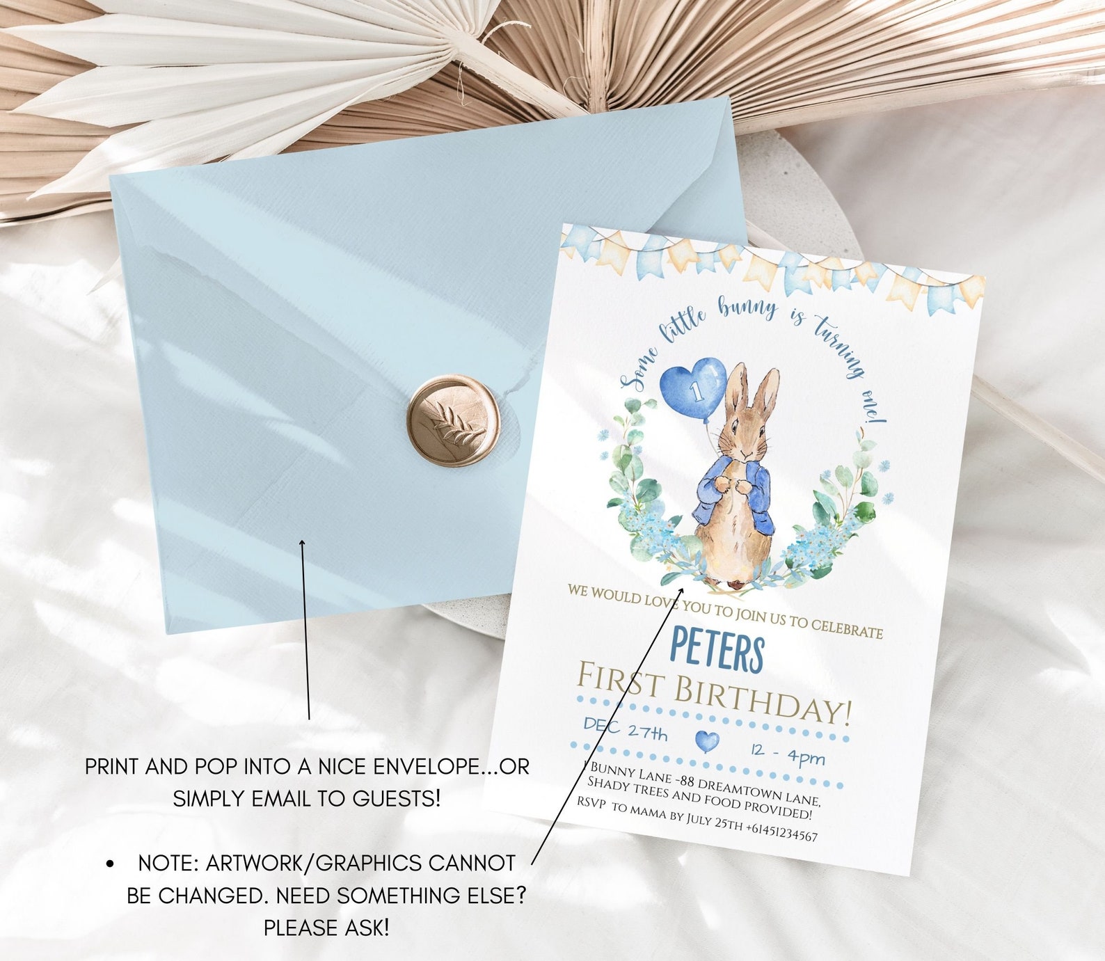 Blue Peter Rabbit Printable Birthday Invitation Some Little - Etsy