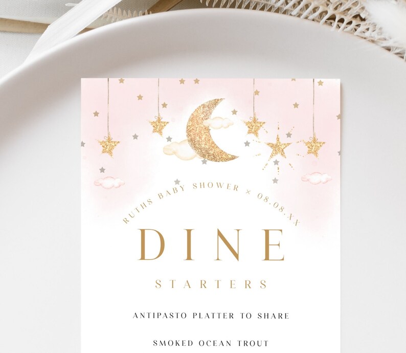 Printable Menu Template EDITABLE Baby Shower 4x9 Menu - Etsy