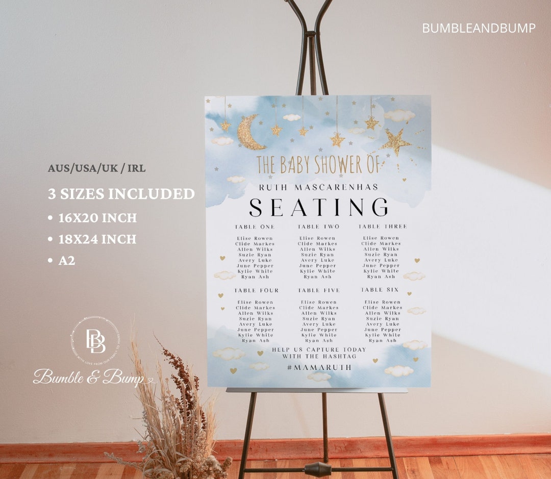 Twinkle Twinkle Little Star Dusty Blue & Gold Printable Editable Baby ...