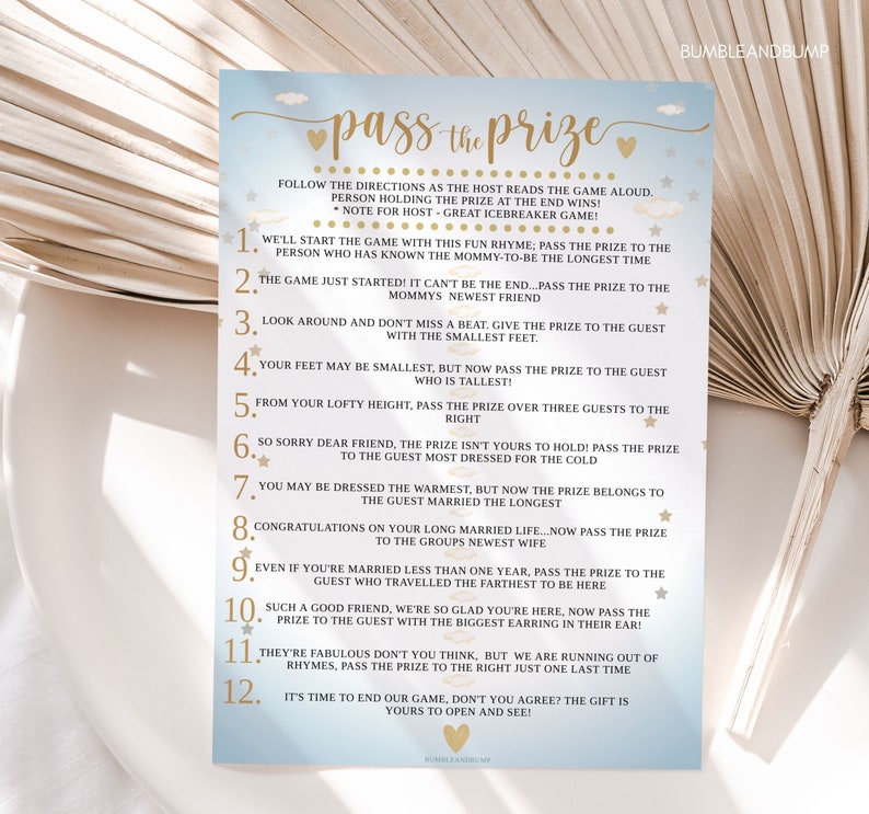 Pass the Prize Rhyme Game Printable Baby Shower Game Dusty - Etsy